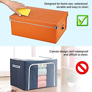 SEEKIND photo boxes storage, storage boxes with lids and Handles, 3 in 1 Set, Multiple Size(Small/Medium/Large) Plastic Box for Photos, tax papers, Cosmetic, Socks, Snacks, Etc(Orange)
