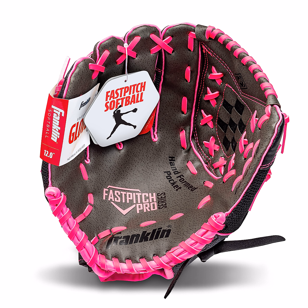 Franklin Sports Softball Glove - Left and Right Handed Softball Fielding Glove - Windmill Fastpitch Pro Series - Adult and Youth Fielding Glove - 12 Inch Left Hand Throw - Pink