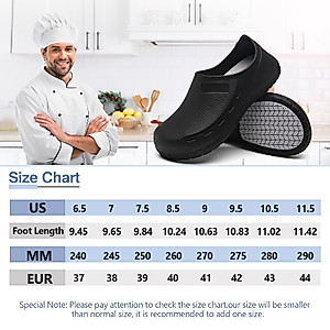 Slip Resistant Chef Shoes for Men Comfortable Waterproof Kitchen Women Holeless Clogs Indoor Outdoor Restaurant Nurse Garden Dishwasher Zapatos De Cocina para Hombres Black/Size 9.5