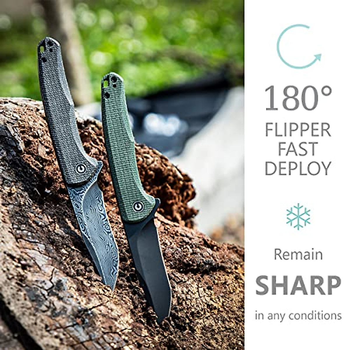 CIVIVI Pocket Knife for EDC, Mini Sandbar Liner Lock Knife, 2.95" Black Stonewashed Nitro-V Blade Micarta Handle Titanium Pocket Clip, Folding knife for Camping Hunting Hiking EDC