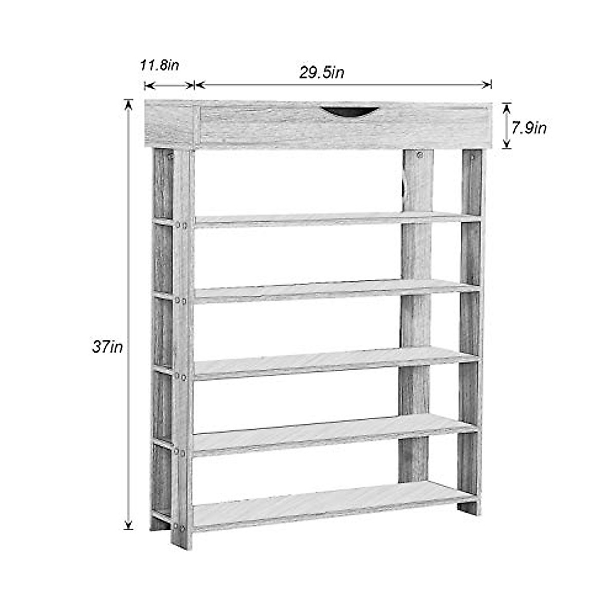 SDHYL 5-Tier Shoe Rack 29.5 inches Shoe Storage Shelf with 1 Top Storage Space, Shoe Organizer for Enterway, Maple, S7-WK-L24-MP-US