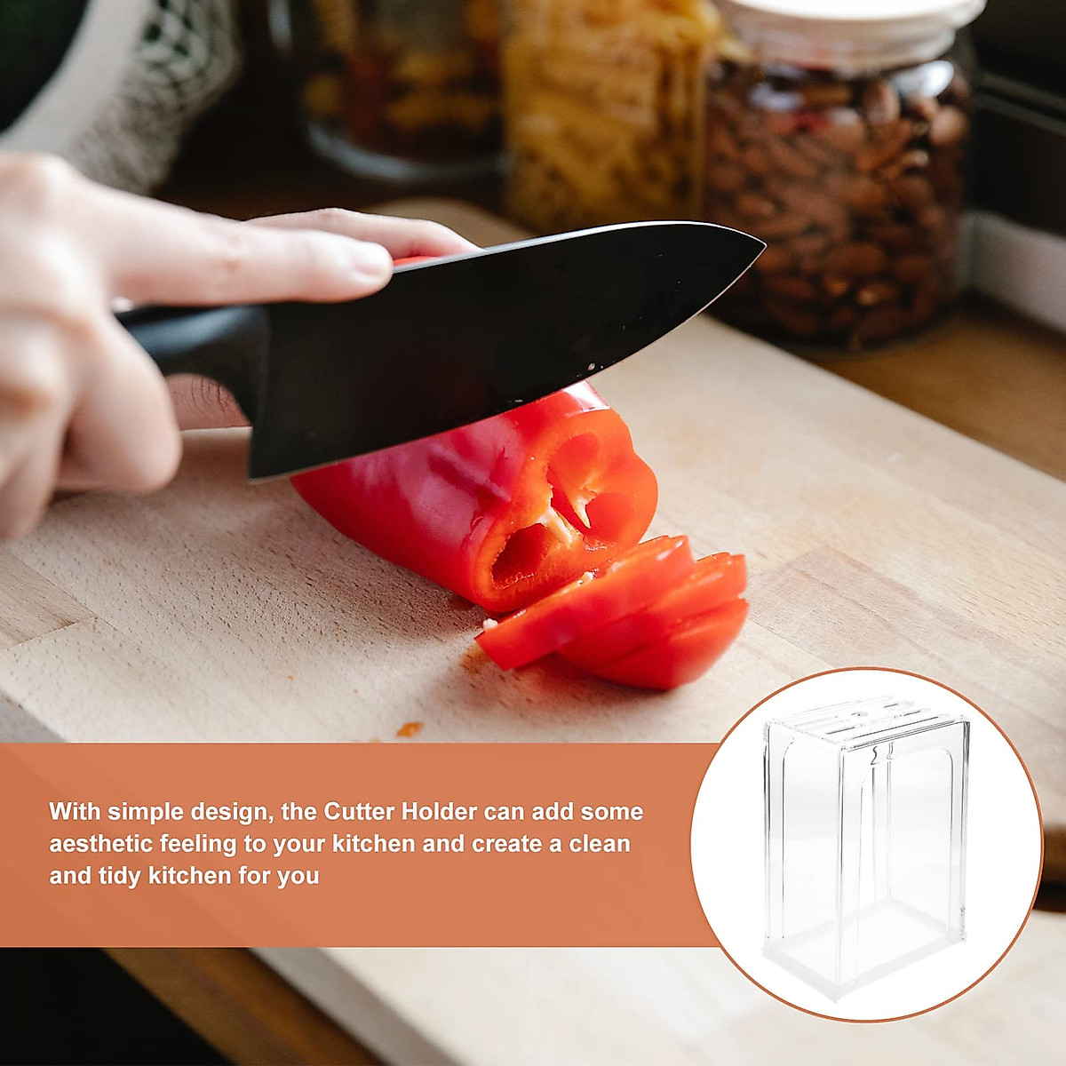 CALLARON Dice Bag Kitchen Cutlery Kitchen Cutter Base Kitchen Organizer Stand Kitchen Holder Organizer Stand All Purpose Scissors Household Kitchen Cutter Holder Blade Case Acrylic