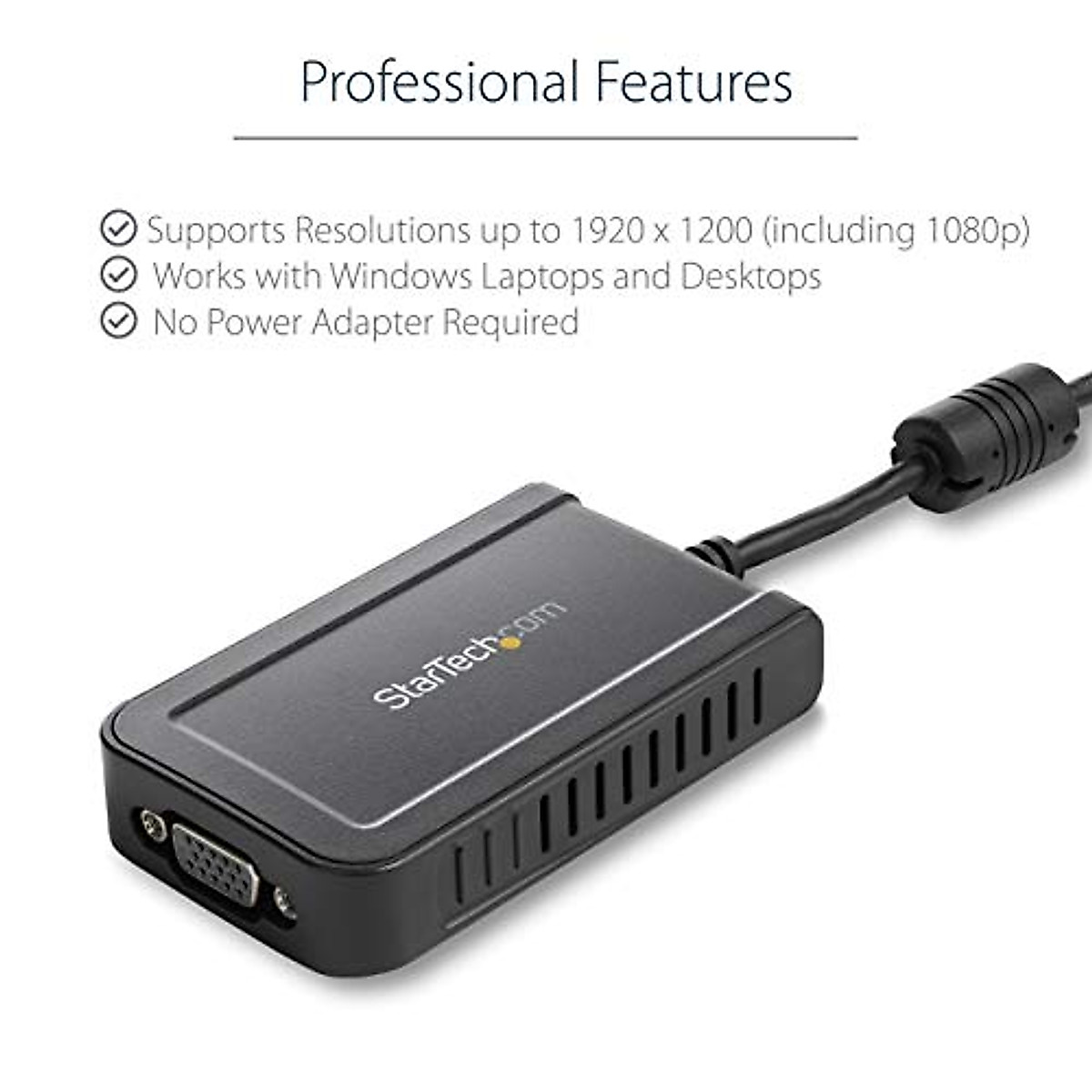StarTech.com USB 2.0 to VGA Adapter, USB to VGA Monitor Converter for Windows, 1080p , TAA (no support for macOS/ChromeOS/Linux)