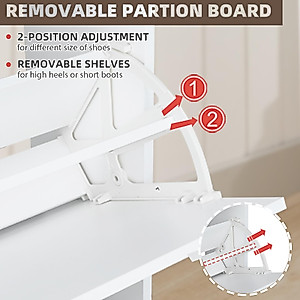 Deipto Shoe Storage Cabinet for Entryway, 3 Tier Wood Shoe Organizer Cabinet with Flip Drawers ＆ Lnduction Led Light, White Narrow Hidden Shoe Rack Cabinet for Front Door Entrance (White, 4-Drawers)