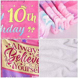 BRITHHAHA 10th Birthday Gifts for Her- 10 Years Blanket 60"X50"- 10 Funny Gift Idea- 10 Year Old Birthday Gifts- Gifts for 10 Year Old Female Women Girl Bestie Sister- 10th Birthday Gift Ideas