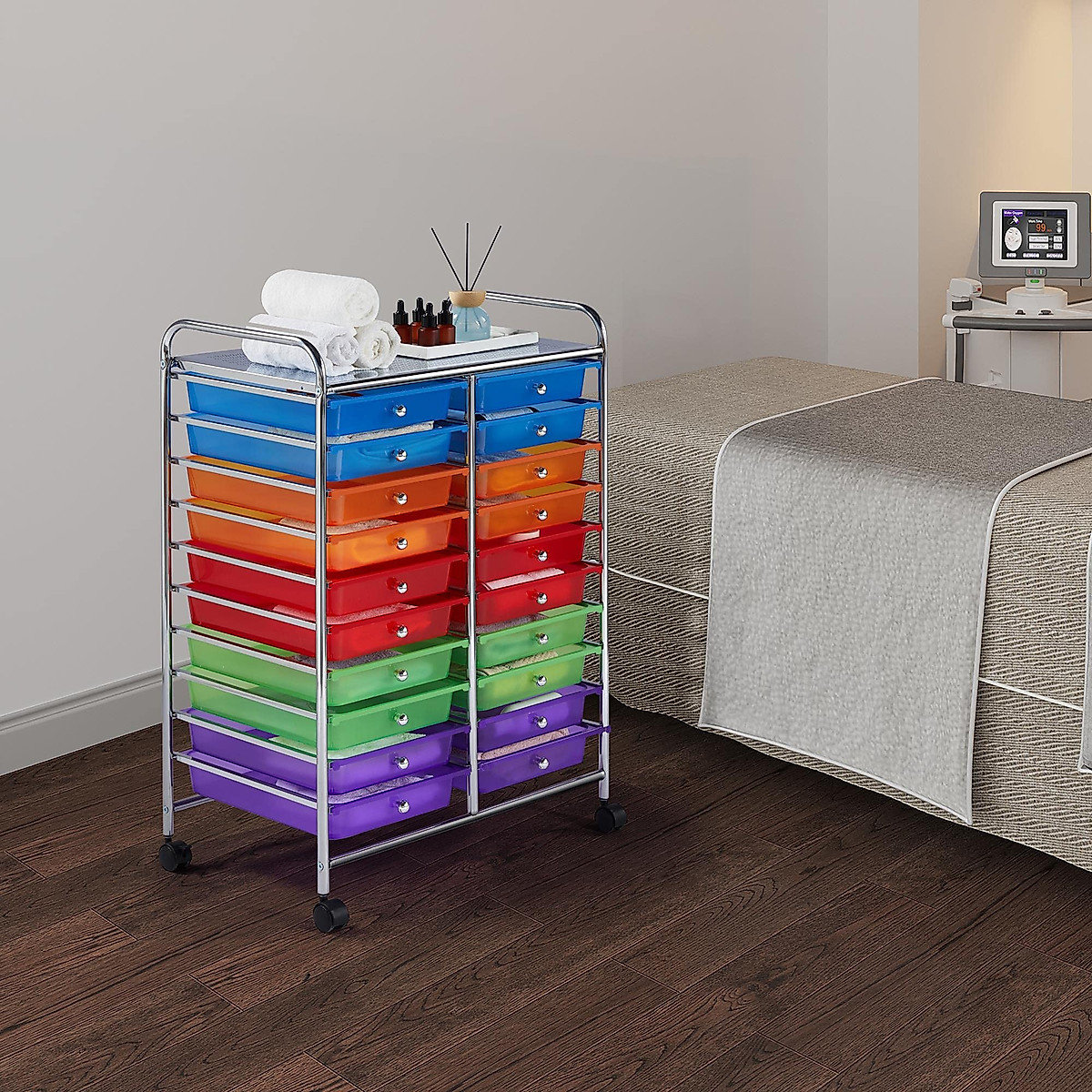 Yaheetech 20 Drawers Rolling Storage Cart Multipurpose Movable Organizer Cart Tools Scrapbook Paper Organizer on Wheels, Multicolor