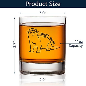 TOUNER Funny Otter Otterly Wasted Whiskey Glasses, Otter Whiskey Glass Gift For Otter Lover, Otter Gifts, Otter-themed Gifts, Gag Gift Idea For Her from Son, Daughter, Kids