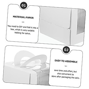 NOLITOY 20 Pcs Portable Cake Box Cake Case Wedding Cake Stand Cupcake Containers Cupcake Holder Cake Carrier with Lid and Handle Single Cupcake Cardboard White Open The Window Packing Box