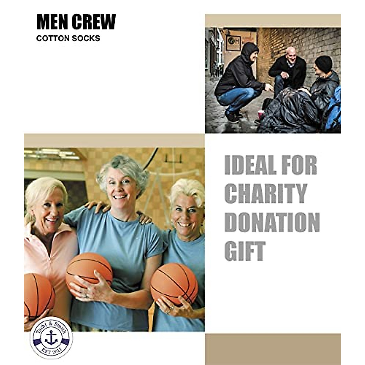 Yacht & Smith 12 Pairs Mens Cotton Crew Socks, Solid, Athletic Sports Socks, Valuepack