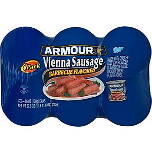 Armour Star Vienna Sausage, Barbecue Flavored, Canned Sausage, 4.6 oz (Pack of 6)