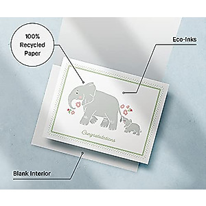 Twigs Paper Baby Shower Congratulations Cards with Envelopes for Mothers, Fathers, and Couples, Set of 12, Personalized Blank Cardstock, Celebration Welcome for Boys and Girls, Made in USA