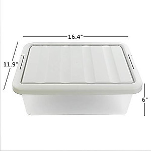 Wekioger Versatile Storage Organizer Plastic Bins with Lids, White 2 Packs, 14 Quart.