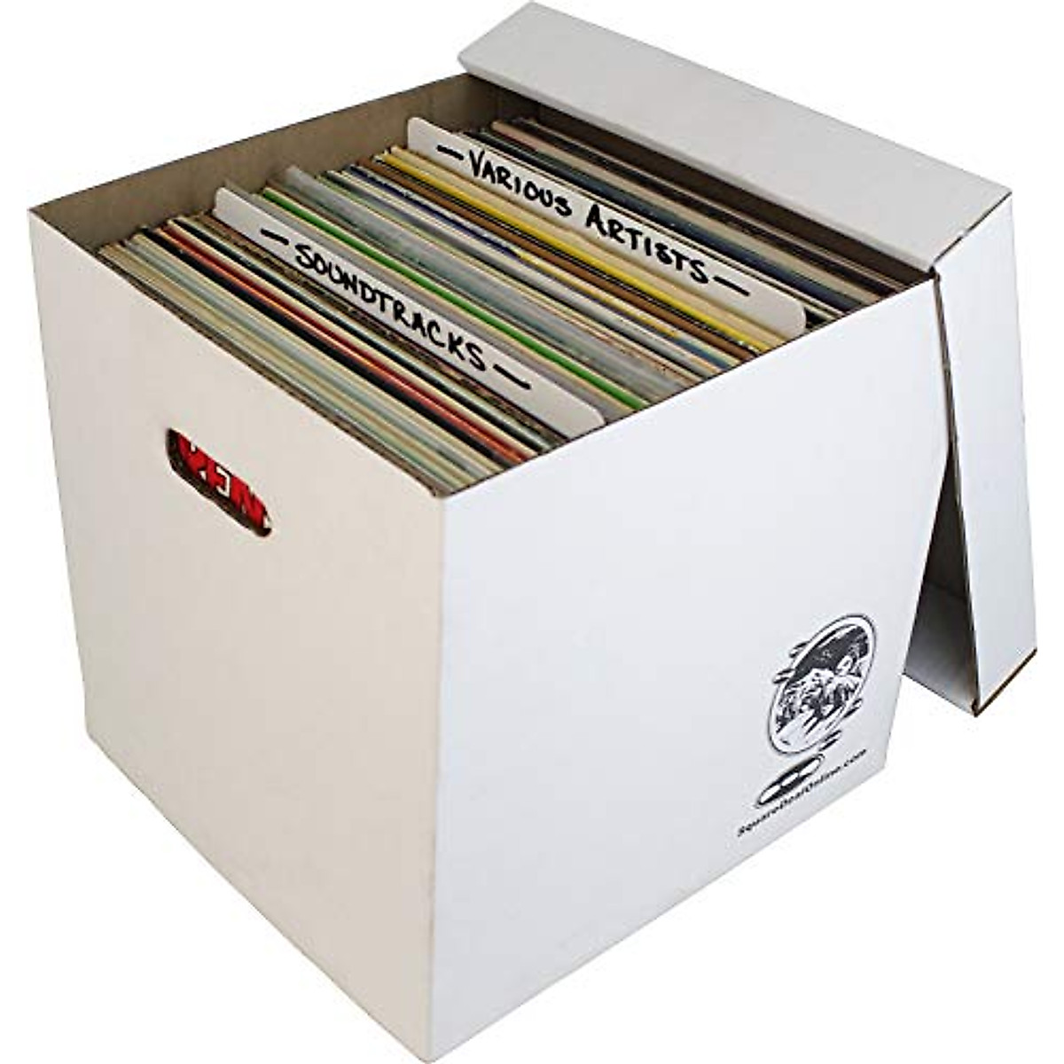 12" Vinyl Record Storage Box - Sturdy Cardboard with Removable Lid - Holds up to 90 Records or Laser Discs - Set of 5 Boxes #12BC13