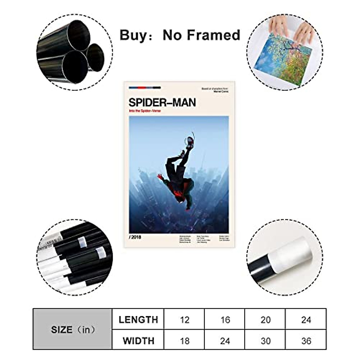 Spider Man Poster Retro Poster Canvas Poster Unframe: 12x18inch(30x45cm)