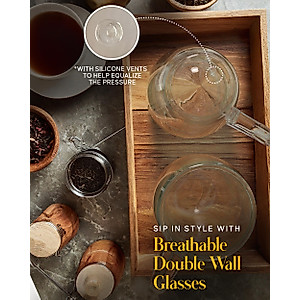 Kitchables Double Walled Glass Coffee Mugs Set of 2, 12oz - Insulated Glass Coffee Mug For Cappuccino, Latte, Tea, Espresso - Latte Cup - Tazas Para Cafe