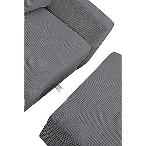 Legend Vansen 4PCS Corduroy Lounges Loveseat Couch Chaises Longues, Dark Grey