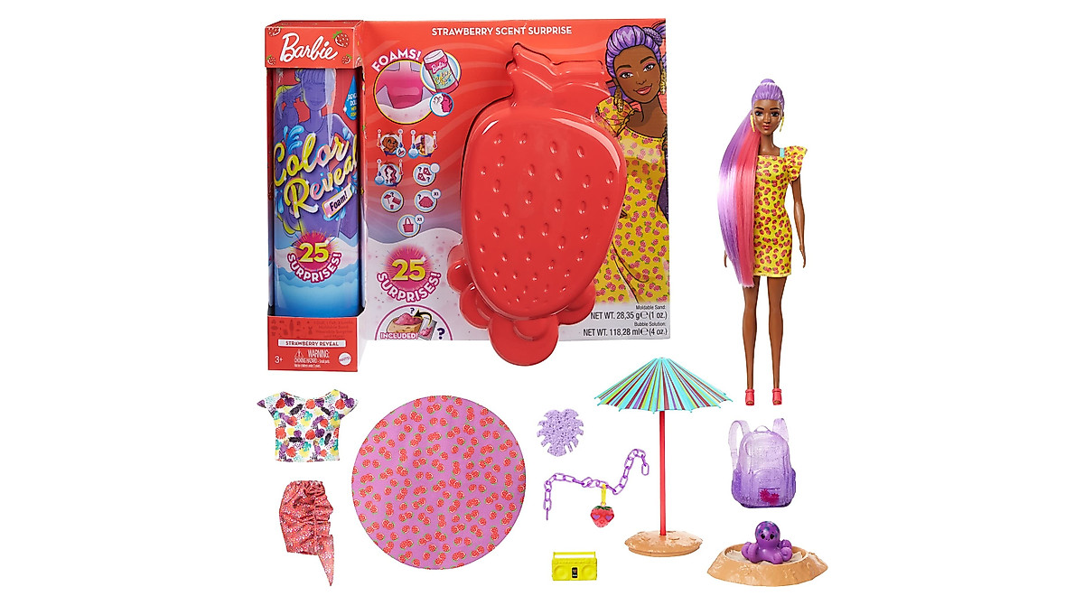 Barbie Color Reveal Foam Doll with 25 Surprises for Kids 3-9