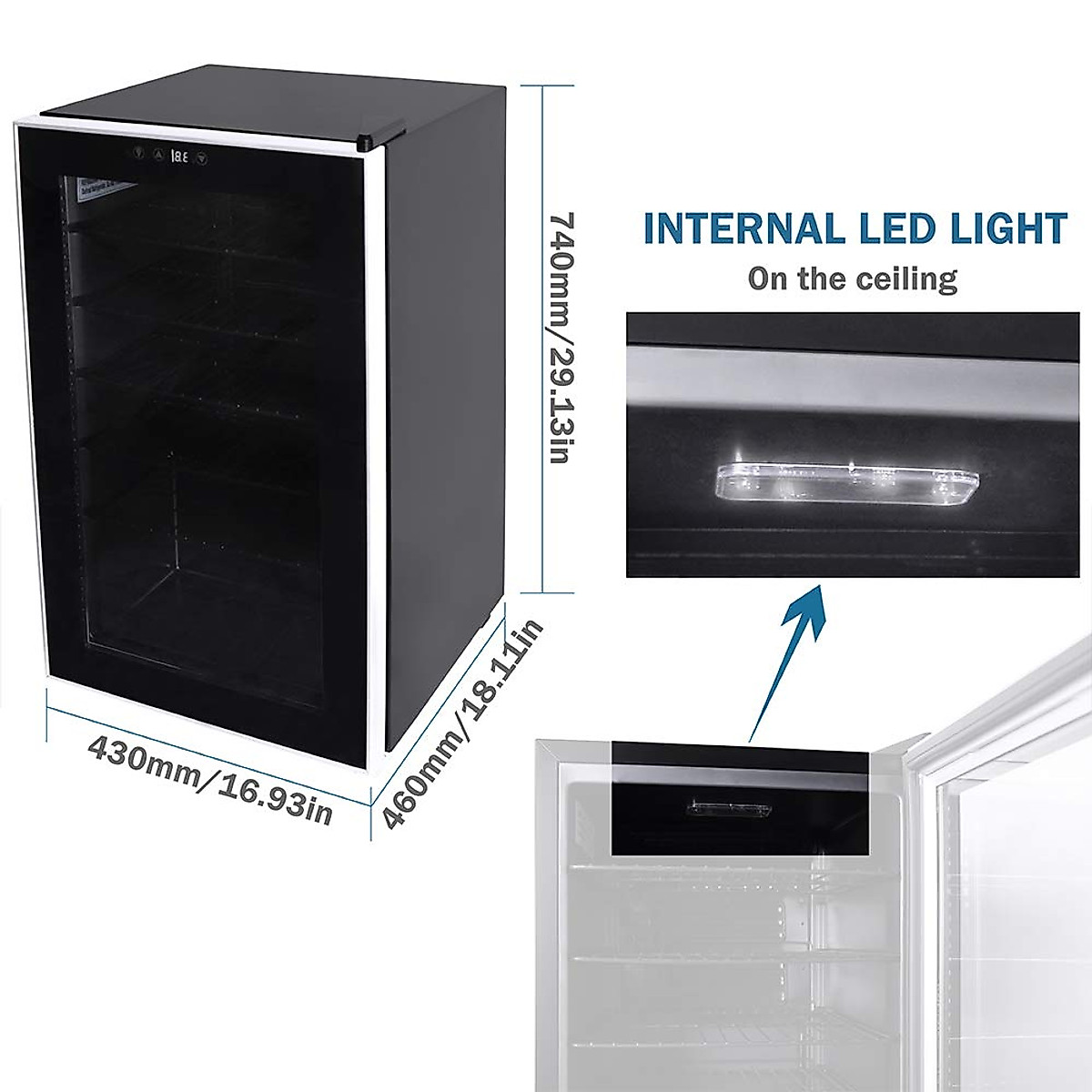 Northair Beverage Cooler and Fridge With Glass Door, 60 Can Beverage Mini Fridge, Adjustable Shelves Dispenser Countertop Refrigerator Cellars, Perfect for Soda Beer or Small Drink