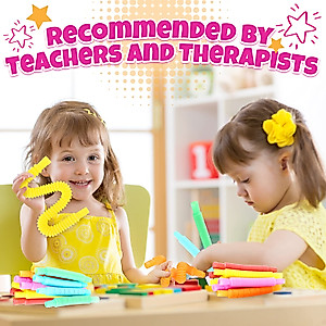 Pop Tubes Mini 24 Pack, Sensory Fidget Party Favors Bulk Toys for Kids, Stress Relief Toys for ADHD, ADD Toddlers, DIY Learning for Preschool, Fidget Toys for Kids Party Favors Classroom Prize
