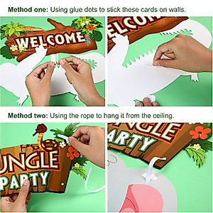 Sumind Jungle Animal Theme Party Supplies Woodland Animal Cutouts Banner Jungle Party Decorations Welcome Jungle Party Door Signs for Baby Shower Family Reunion School Party Decorations