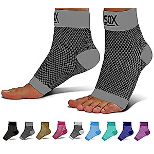 SB SOX Plantar Fasciitis Relief Socks (1 Pair) for Women & Men - Best Compression Sleeves for All Day Wear with Foot/Arch Support for Pain Relief (Gray, Medium)