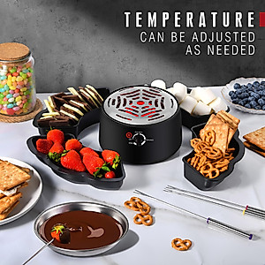 2 in 1 Electric S’mores Maker & Fondue Pot, Tabletop Indoor Smores kit with 4 Roasting Forks, 4 Detachable Trays & 1 Flameless Temperature-controlled Heater, Movie Night Supplies & Housewarming Gifts