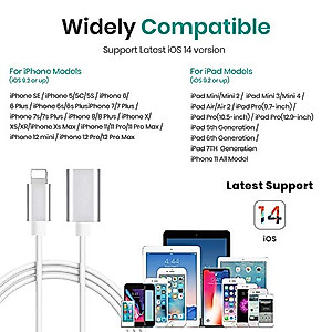 MeloAudio 3.3FT TPE Extension Cord Cable Charging Sync Video & Audio Compatible with iOS Devices (Phone/Pad/Pod), Male to Female Dock Cable Extender Connector Case Adapter
