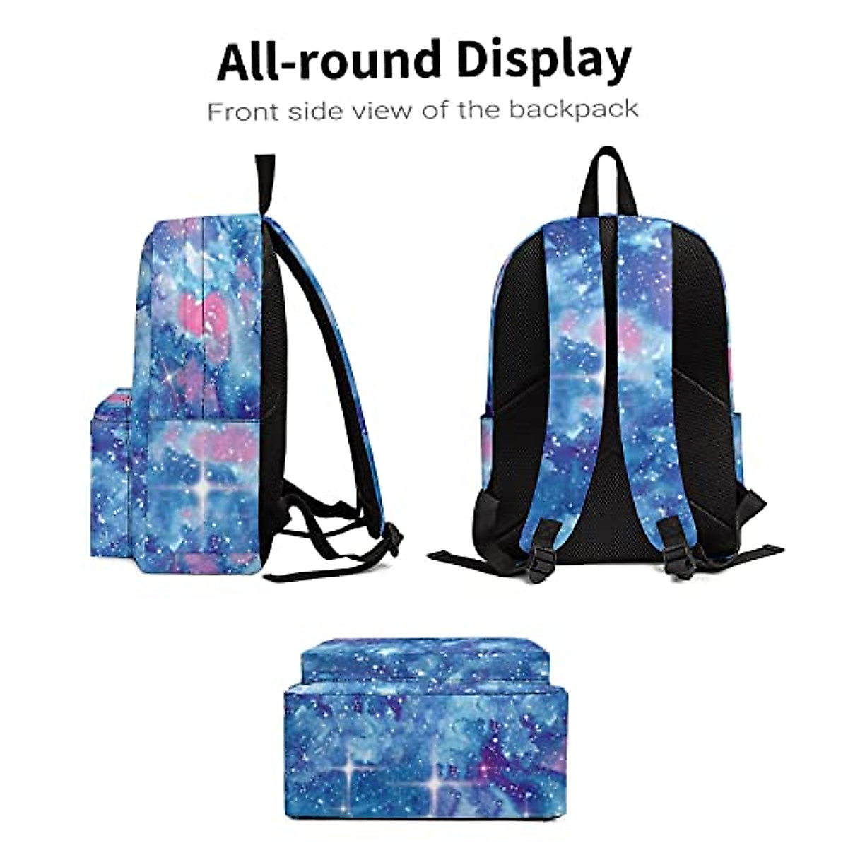 Blue Galaxy Backpack, Lightweight Galaxy Bookbag, Outdoor Work Travel Laptop Shoulder Bag, Durable Daypack for Boys Girls Teens Women (Galaxy)