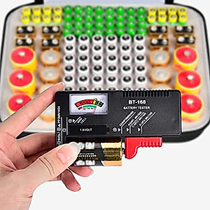 Battery Organizer Storage Case, 118+ Batteries Carrying Holder Container Box Double Mesh Pockets for AA AAA 9V C D with BT-168 Battery Tester (Batteries are Not Included)