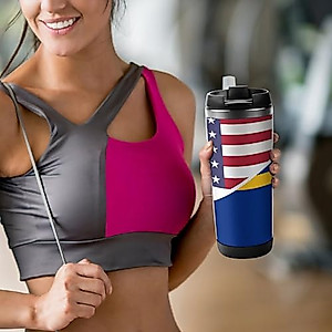 U.S.A. and Nauru Flags Travel Coffee Mug Reusable Insulated Drinking Cup with Lid for Home Outdoor Works 13 Oz