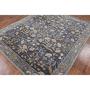 Old Hand Made Floral Blue Tulip Traditional Persian Oriental Woolen Area Rugs (9'x12')