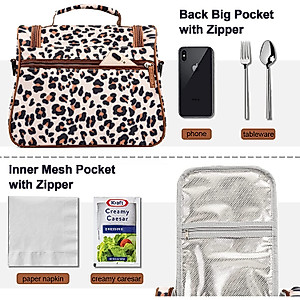 Buringer HOMESPON Insulated Lunch Bag Fashionable Cooler Tote Reusable Lunch Box Container with Shoulder Strap for Work Picnic or Travel (M-leopard)