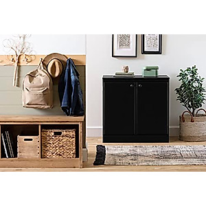 South Shore Morgan Small 2-Door Storage Cabinet Pure Black, 31.5" x 32 3/8" x 32 7/8"