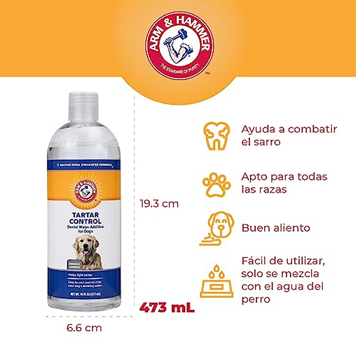 Arm & Hammer for Pets Dental Water Additive for Dogs, Tartar Control | Dog Dental Care Reduces Plaque & Tartar Buildup Without Brushing | 16 Fl Oz (Pack of 1), Odorless and Flavorless