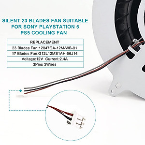 AMAICXX PS5 Fan Internal Cooling Fan Replacement for Sony Playstation 5 PS5 23 Blades Fan 12047GA-12M-WB-01 12V 2.4A General 17 Blades Fan G12L12MS1AH-56J14 (with Heatsink Paste&Screwdriver T8)