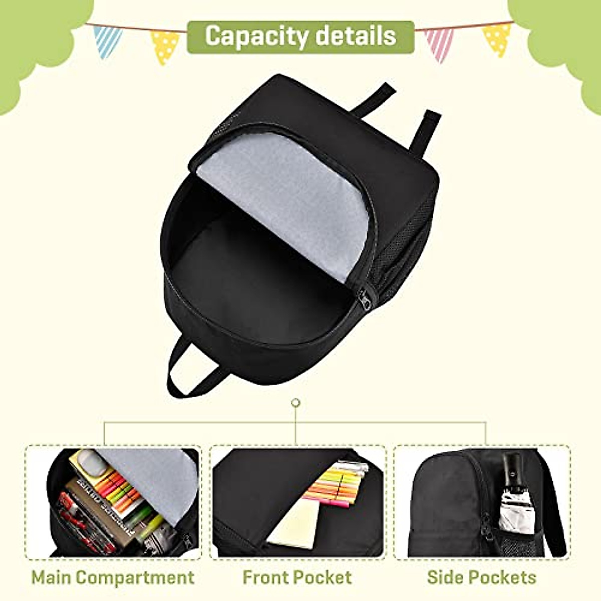 KLL Hand Drawn Cow Black and White Spots Texture Backpack for School, Cartoon Laptop Backpack, Lightweight Backpack School Bookbag for Teens Boys and Girls, Medium