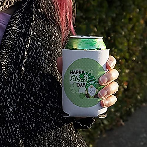 St. Patrick Day Gnome Can Cooler - Drink Sleeve Hugger Collapsible Insulator - Beverage Insulated Holder