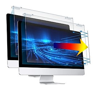Blue Light Screen Protector for 23, 23.6, 23.8, 24 Inch Diagonal LED PC Monitor, Scratch-Resistant Computer Screen Blue Light Blocker, Blue Light Filter Hanging Type, 2 Pack (W 21.3" x H 13.4")