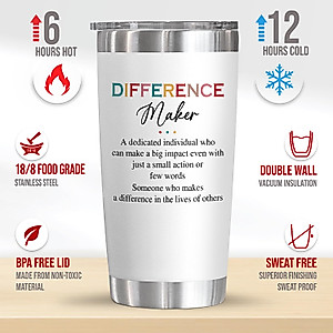 AXIARA Difference Maker Gifts For Women - Christmas, Birthday Gifts For Women, Thank You Gifts For Boss, Leader, Employee Appreciation Gifts For Coworkers, Teachers - 20 Oz Stainless Steel Tumbler