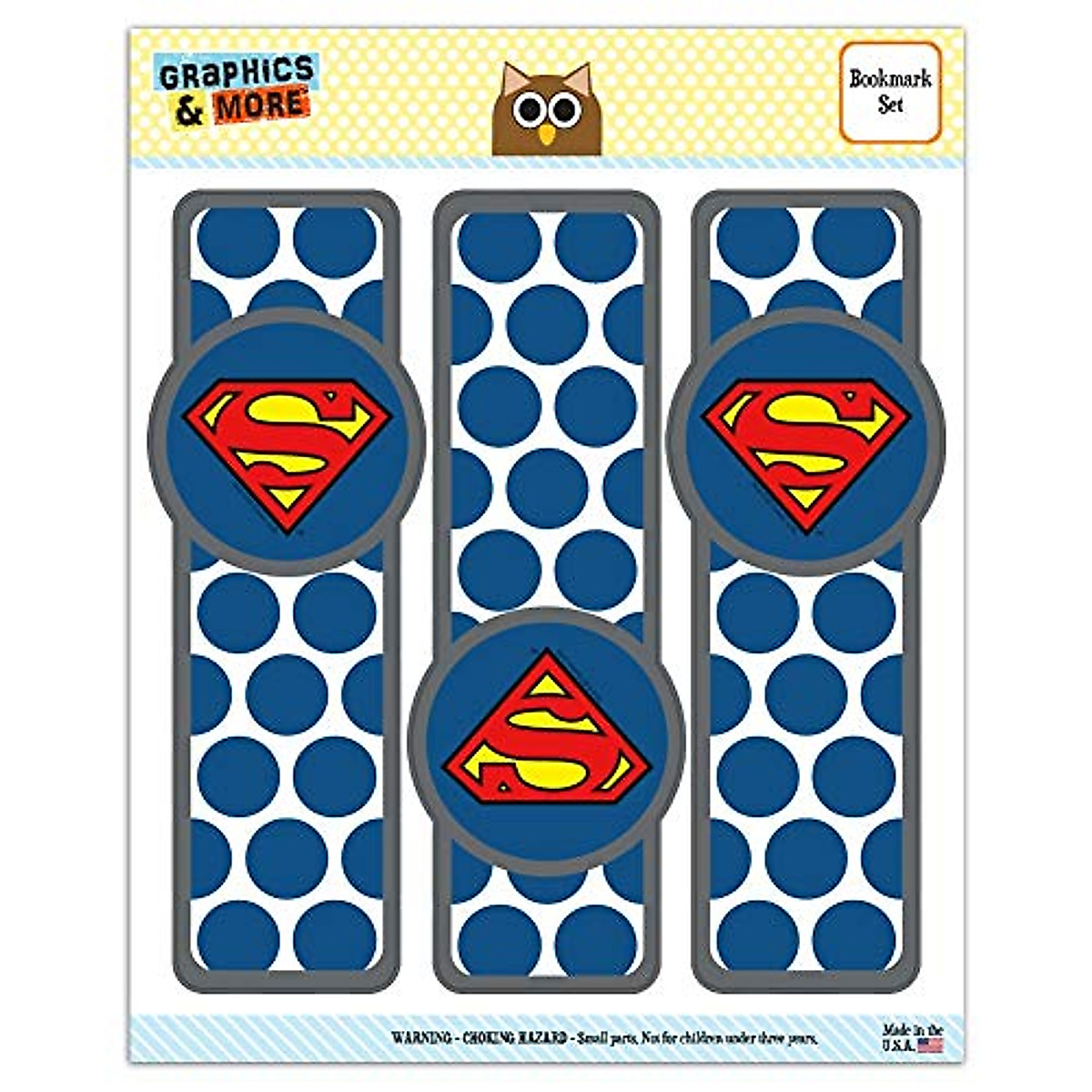 Superman Classic S Shield Logo Set of 3 Glossy Laminated Bookmarks