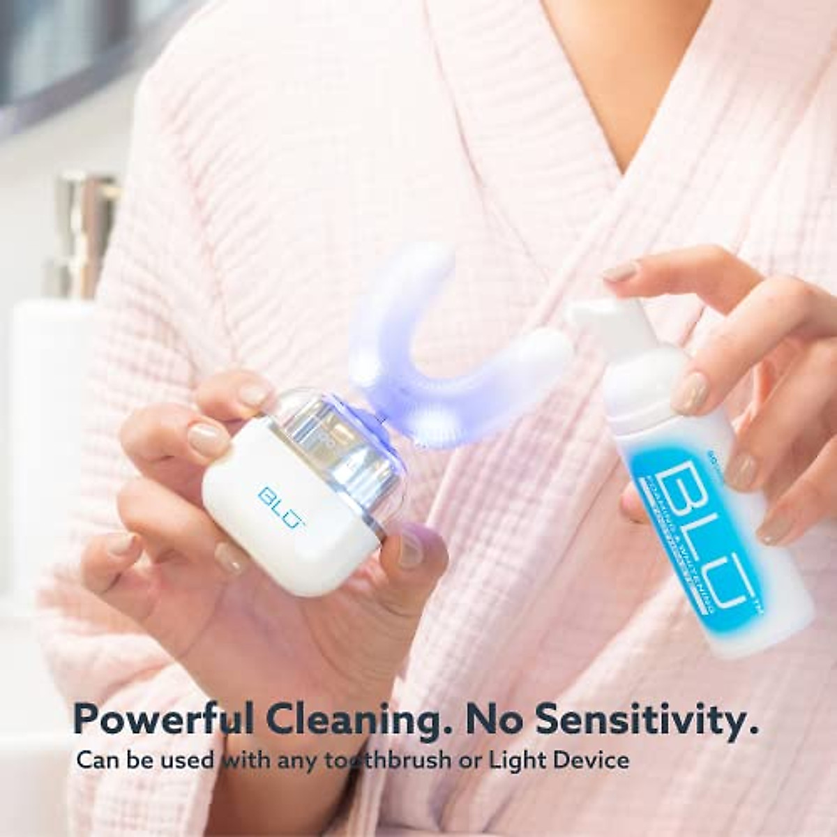 GO SMILE BLU Foaming Whitening Toothpaste for Blue-Light Toothbrushes, Light Activated Stain Removal & Enamel Whitening Formula to Freshen Breath & Clean Teeth Without Sensitivity, Mint Flavor 2.3 oz