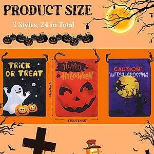 Leifide 24 Pcs Halloween Drawstring Candy Bags 7 x 5 Inch Snack Bags Small Trick or Treat Candy Goody Bags Halloween Pumpkin Candy Snack Bags for Halloween Party Supplies