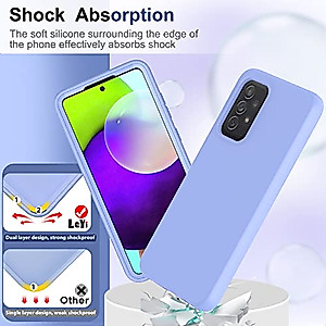 LeYi for Samsung A52 Case, Galaxy A52 5G Case with [2 x Tempered Glass Screen Protector & Lens Protector], Full-Body Shockproof Soft Liquid Silicone Protective Phone Case for Galaxy A52 5G, Violet
