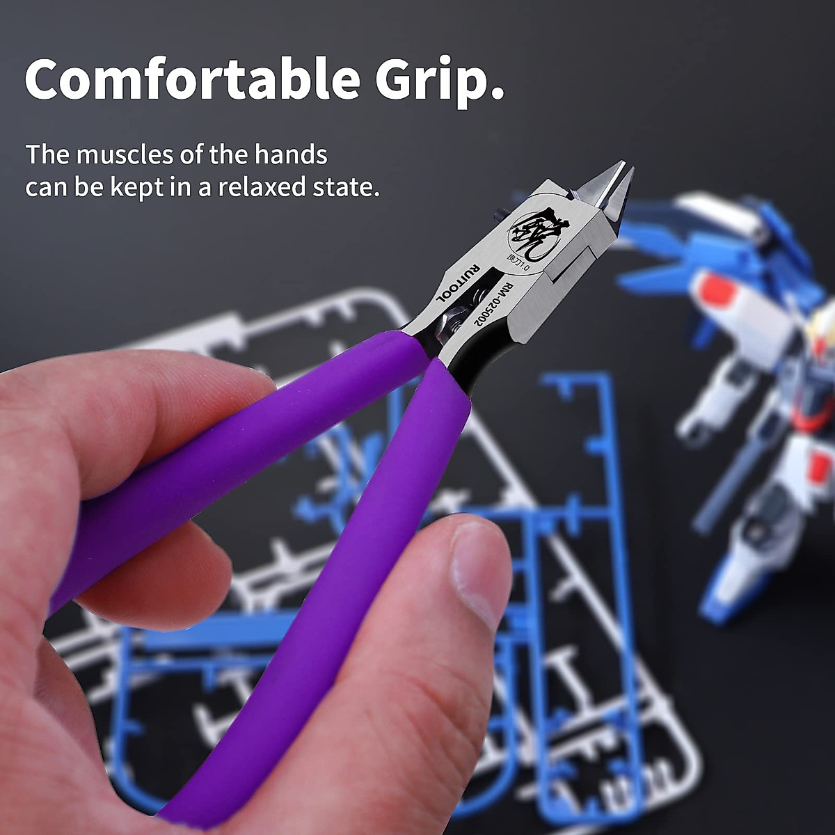 RUITOOL Model Nippers,Gundam Model Tools for Beginners to Repair and Fix Plastic Models, Ultra-thin Single-edged Non-slip Grip,4.7 Inch Sharp Cutters for Gunpla Model Building