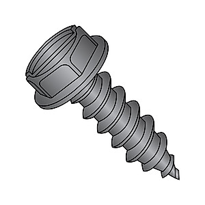 Small Parts 0604ABSWBZ Steel Sheet Metal Screw, Black Zinc Plated Finish, Hex Washer Head, Slotted Drive, Type AB, #6-20 Thread Size, 1/4" Length (Pack of 100)