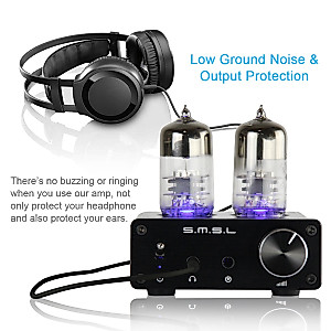 SMSL T2 Vacuum Tube Headphone Amplifier, Mini Audio HiFi Stereo Integrated Amp