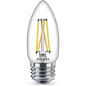 PHILIPS LED Flicker-Free Clear Dimmable B11 Light Bulb - EyeComfort Technology - 500 Lumen - Soft White (2700K) - 5W=60W - E26 Base - Title 20 Certified - Ultra Definition - Indoor - 3-Pack