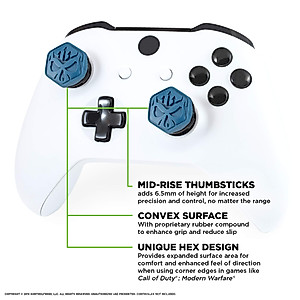 KontrolFreek Call of Duty Modern Warfare Performance Thumbsticks for Xbox One and Xbox Series X | 2 Mid-Rise, Convex | Blue/Black