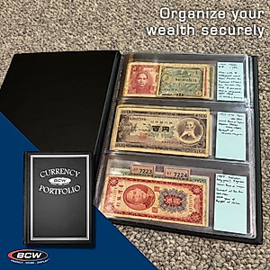 BCW Currency Portfolio - Compact Bill Organizer with 10 Sealed 3-Pocket Pages