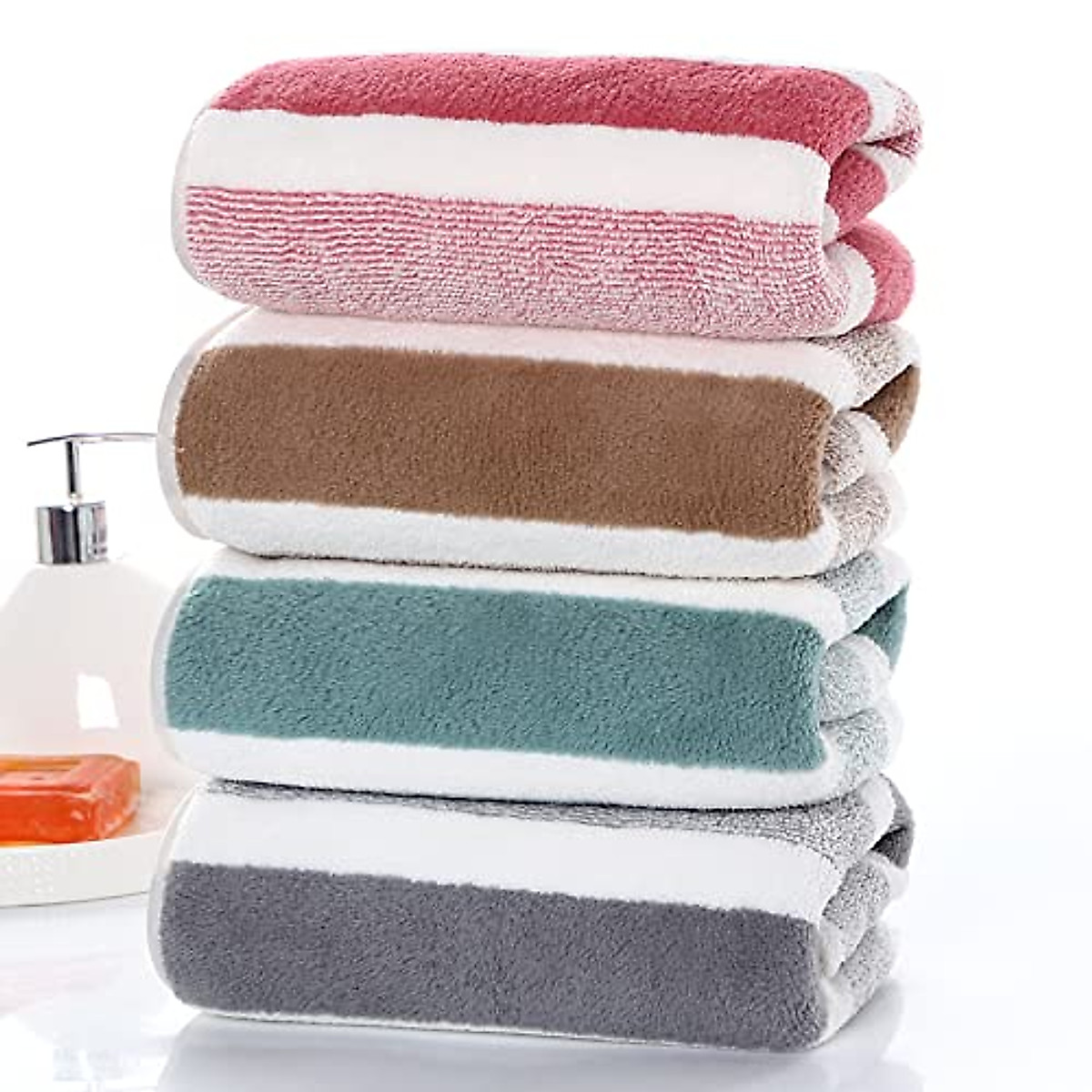 SOFTBATFY Soft and Fluffy Microfiber Hand Towel Face Towels Set 4Pack, 14inch x 30inch - Quick Drying Microfiber Towels - Use for Bathroom, Shower, Spa